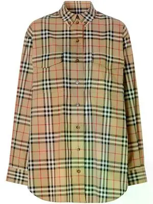 Burberry Check Cotton Shirt - Neutrals