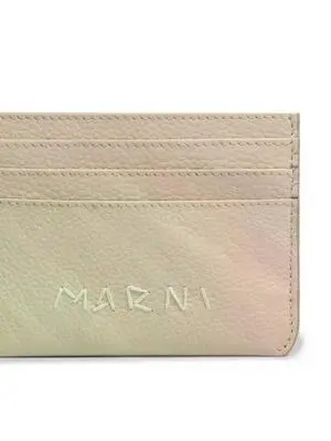 Marni Embroidered Logo Leather Card Holder