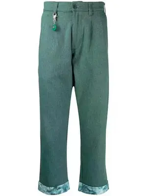 CLOT Teal Cotton Tie-dye Turn-up Straight Leg Trousers