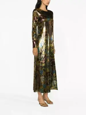 La DoubleJ Sequinned Floral-print Maxi Dress