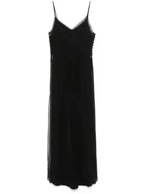 TWINSET Floral Appliqué Maxi Dress - Black