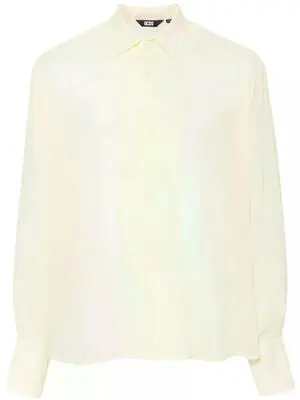 Gcds Logo-embroidered Georgette Shirt - Yellow