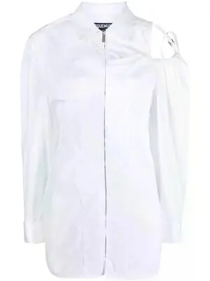 Jacquemus Cotton Blend Galliga Asymmetric Shirt Dress - White