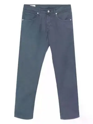 Incotex Logo Plaque Tapered Trousers - Blue