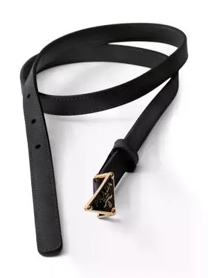 Prada Saffiano Leather Belt With Logo Buckle - Black