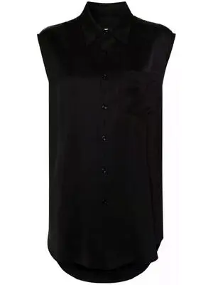 MAISON MARGIELA Sleeveless Ripped Detail Shirt - Black