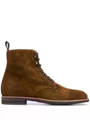 SCAROSSO Suede Lace-up Ankle Boots - Brown