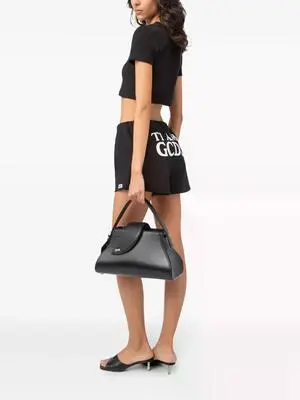 Gcds Cropped T-shirt With Embroidered Logo - Black