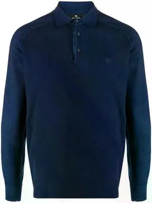 Etro Logo-embroidered Knitted Polo Shirt - Blue