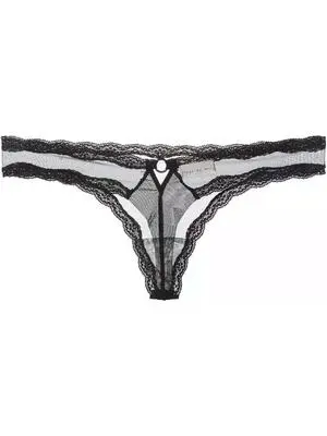 FLEUR DU MAL Sheer Tulle Thong - Black
