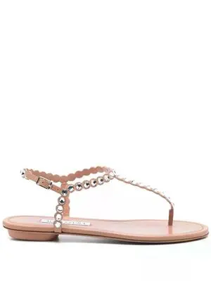 AQUAZZURA Tequila Embellished Sandals - Neutrals