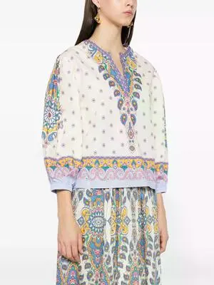 Etro Paisley Print V-neck Blouse - White