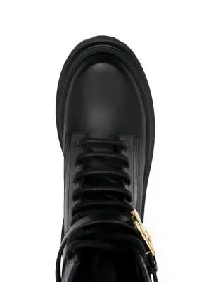 Dolce & Gabbana Calf Leather Ankle Boots With Logo Buckle