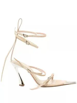 MUGLER Strappy Pointed Toe High Heel Sandals - Neutrals