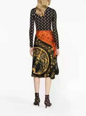 MARINE SERRE Silk Printed Skirt - Black