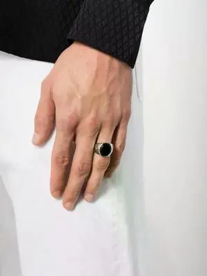 Tom Wood Oval Polished Onyx Sterling Ring - Silver