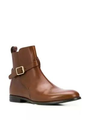 SCAROSSO Lara Buckled Ankle Boots - Brown