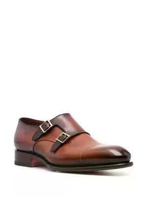 Santoni Polished Leather Double Monk Shoes