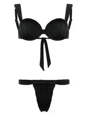 NOIRE SWIMWEAR Ruched Balconette Bikini Set - Black
