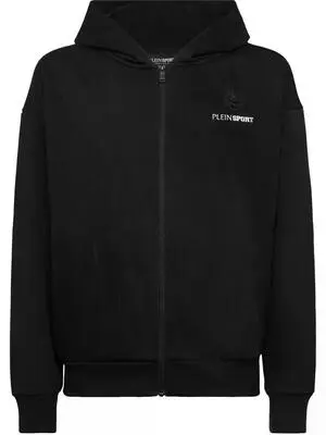 PLEIN SPORT Zip Through Hoodie With Chest And Rear Logo