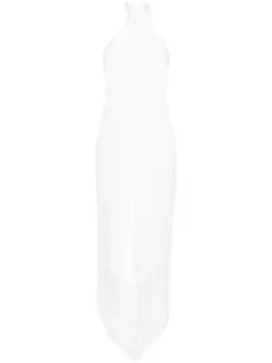 TALLER MARMO Halterneck Fringed Maxi Dress - White
