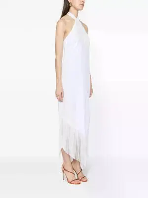 TALLER MARMO Halterneck Fringed Maxi Dress - White