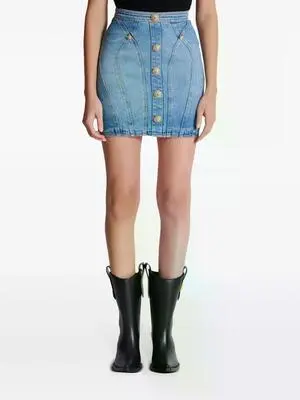 Balmain Button-embellishment Denim Mini Skirt