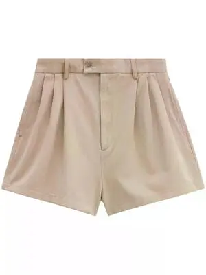 Filippa K High-waisted Pleated Organic Cotton Shorts - Neutrals