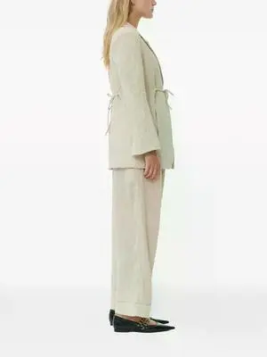 GANNI Tie-fastening Textured Blazer