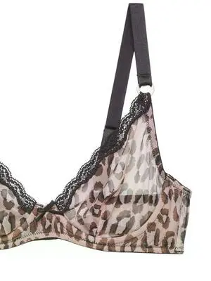 FLEUR DU MAL Leopard-print Tulle Bra - Neutrals