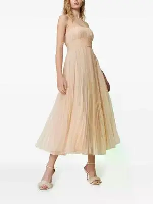 TWINSET Pleated Tulle Midi Dress - Neutrals