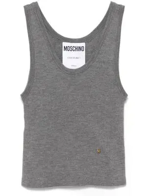Moschino Lettering Ribbed Tank Top - Grey