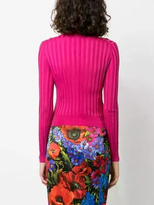 Dolce & Gabbana Ribbed Knit Polo Shirt - Pink