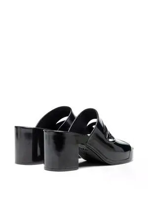 DIESEL® Sa-bonnie Heeled Rubber Slides With Cut-out Logo - Black