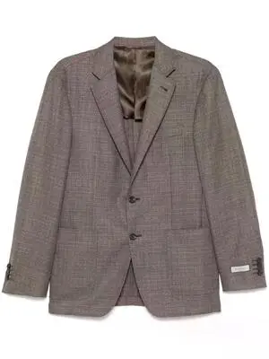 Canali Kei Wool Interlock Blazer - Brown