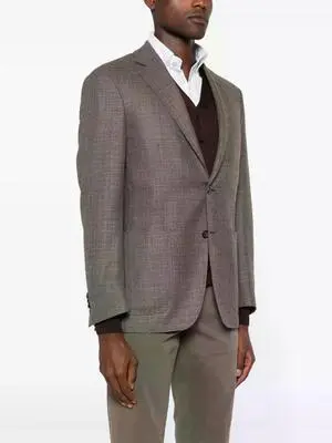 Canali Kei Wool Interlock Blazer - Brown
