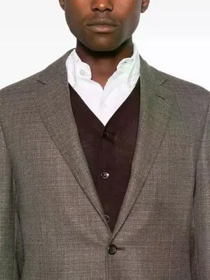 Canali Kei Wool Interlock Blazer - Brown