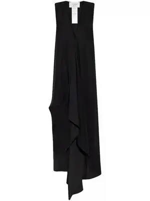 Sportmax Acline Maxi Dress With Deep V-neckline And Draped Asymmetric Hem