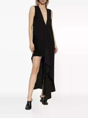 Sportmax Acline Maxi Dress With Deep V-neckline And Draped Asymmetric Hem