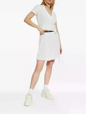 Lacoste Pleated Skirt With Logo Waistband - White