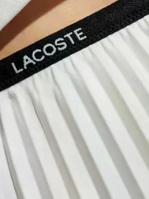 Lacoste Pleated Skirt With Logo Waistband - White