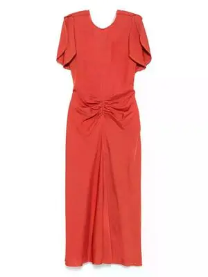 Victoria Beckham Draped Maxi Dress With Contrast Stitching - Red
