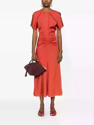 Victoria Beckham Draped Maxi Dress With Contrast Stitching