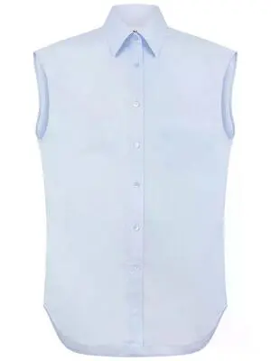 Moschino Sleeveless Shirt With Pointed Collar And Patch Pocket