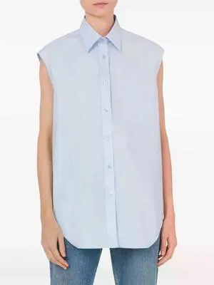 Moschino Sleeveless Shirt With Pointed Collar And Patch Pocket