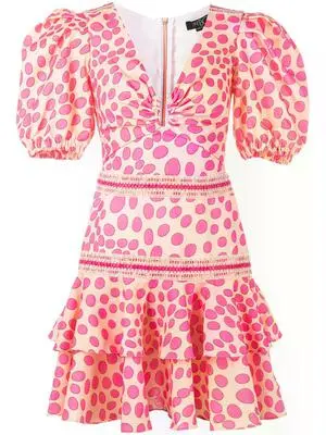 PatBO Polka-dot Lace-trim Mini Dress - Pink