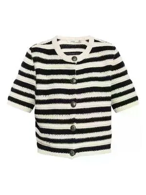 GESTUZ Short Sleeve Striped Cardigan