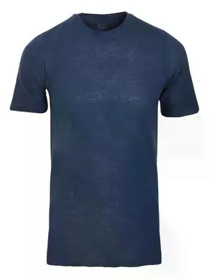 120% Lino Mélange-effect Crew-neck T-shirt - Blue