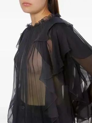 Alberta Ferretti Ruffle Detail Silk Blouse