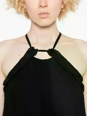 TWINSET Plissé Midi Dress With Halterneck And Ruffled Detailing